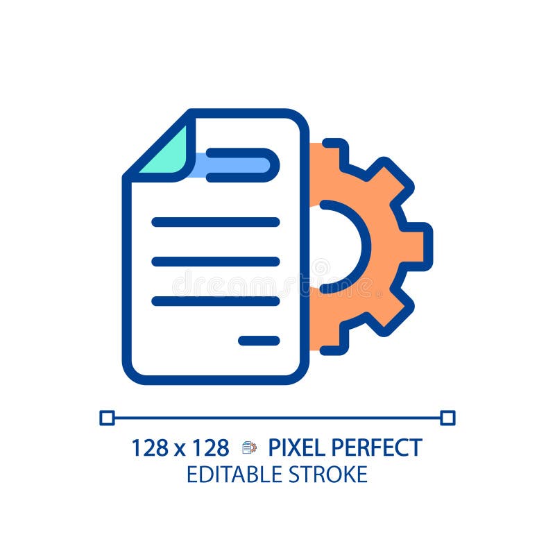 Document Settings Pixel Perfect RGB Color Icon Stock Vector ...