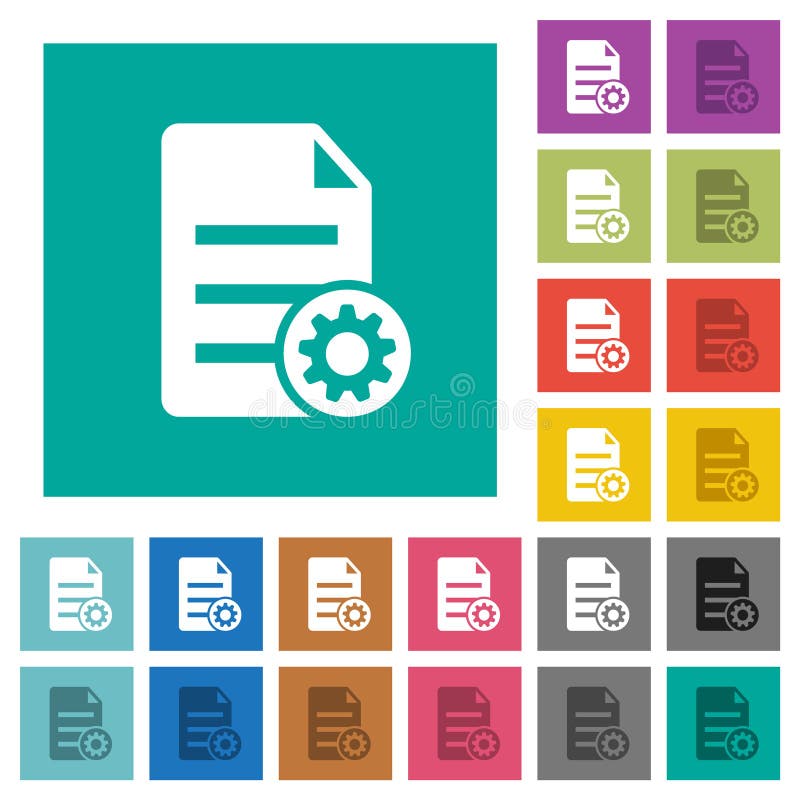 Document Settings Solid Square Flat Multi Colored Icons Stock Vector ...