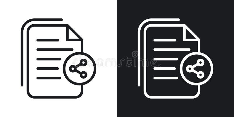Document Share Icon Set. Send and Export File Vector Symbol in a Black Filled and Outlined Style ...