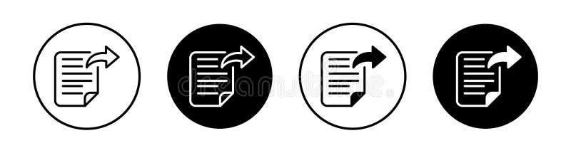 Document Share Icon Set. Send and Export File Vector Symbol in a Black Filled and Outlined Style ...