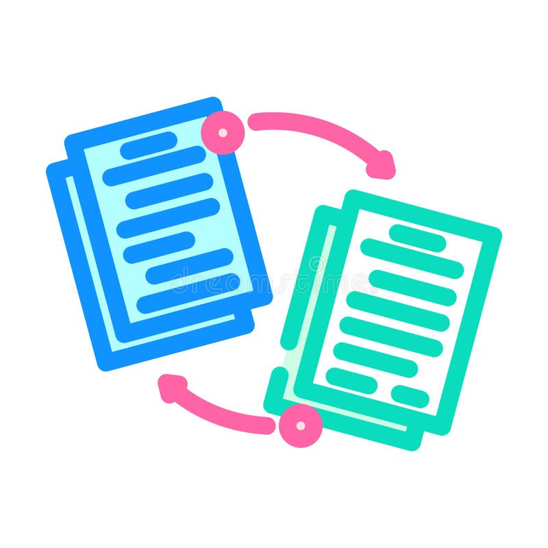 Document Sharing Hybrid Work Color Icon Vector Illustration Stock ...