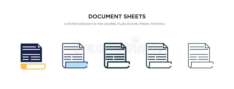 Document Sheets Icon in Different Style Vector Illustration. Two ...
