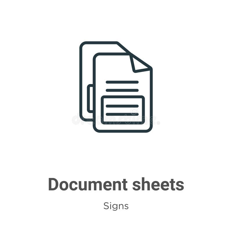 Document Sheets Outline Vector Icon. Thin Line Black Document Sheets ...