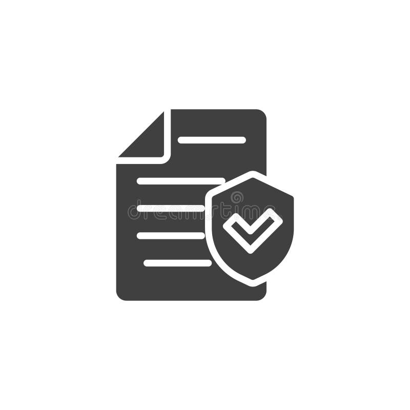 Document with a Shield and Checkmark Vector Icon Stock Vector ...