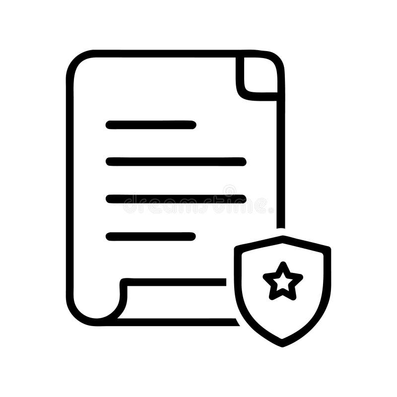 Document with Shield and Star Icon Paper Text Stock Vector ...