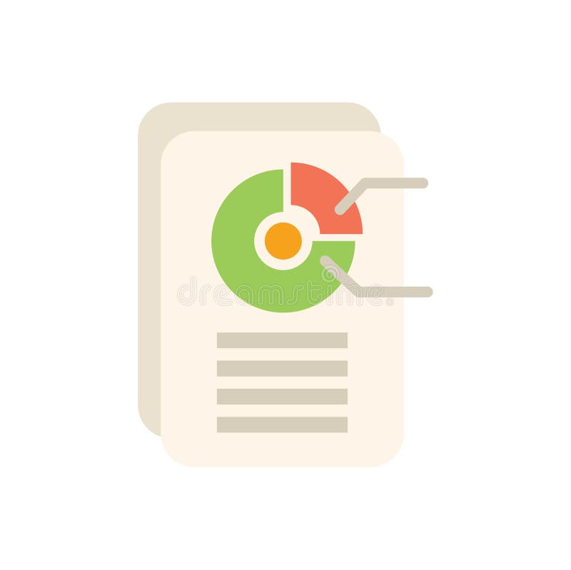 Document Showing Data Analysis with Pie Chart Icon Stock Illustration ...