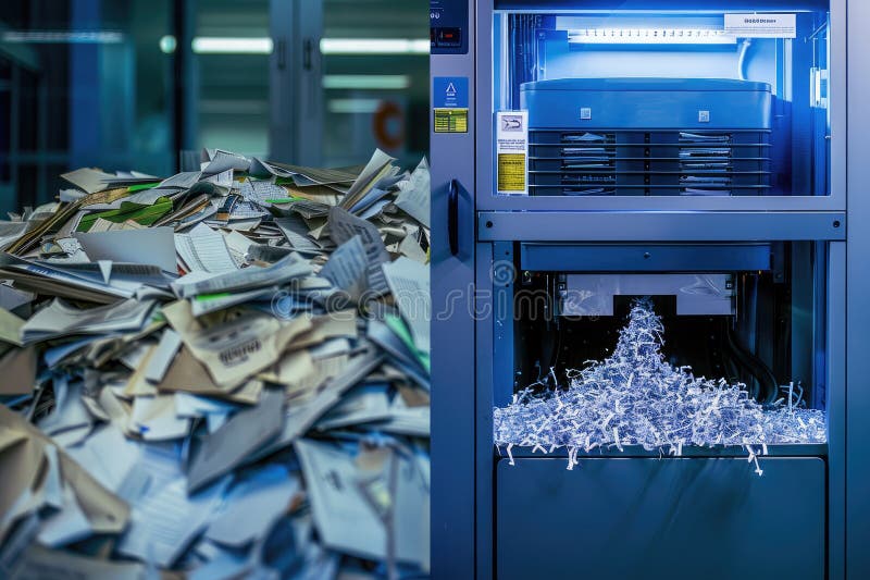 Document Shredder and Locked Filing Cabinet Representing Data ...
