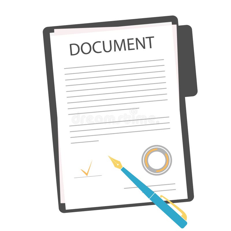 Document Sign Icon. Document Folder with Seal Text and Pen ...