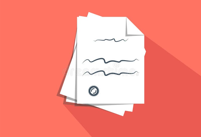 Document with Signature and Text. Stack of White Papers Stock Vector ...