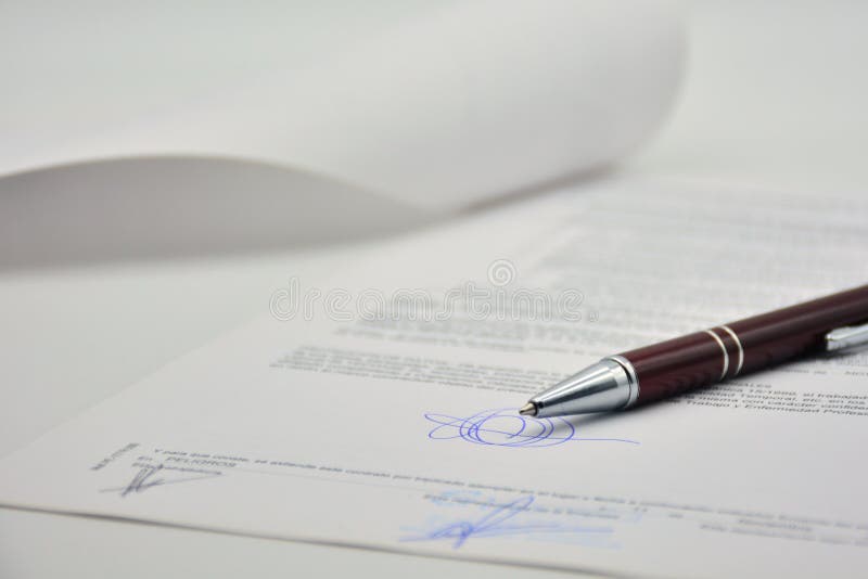 Document Signed with a Pen, Contract Stock Photo - Image of cheque ...