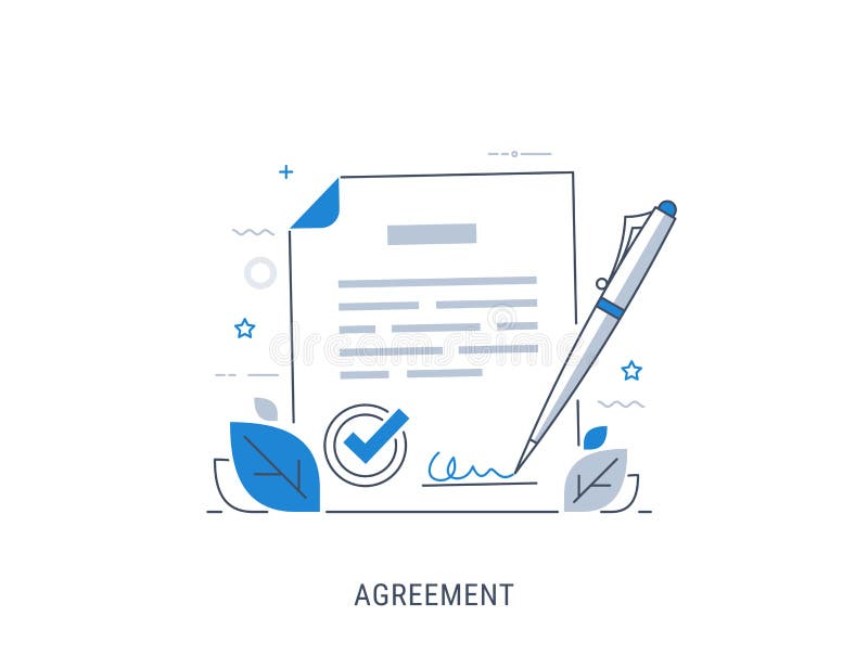 Signing Agreement, Contract Vector Flat Line Icon. Legal Document Sign ...