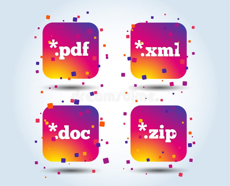 Document Signs. File Extensions Symbols. Stock Vector - Illustration of ...