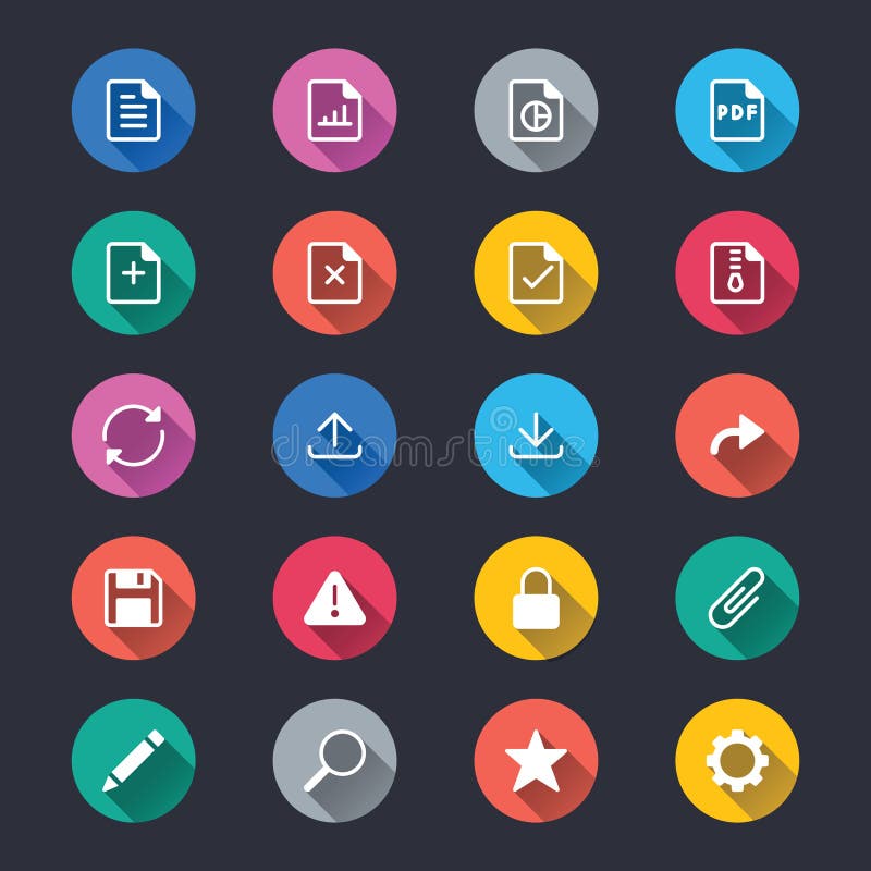 Document Simple Color Icons Stock Vector - Illustration of pencil ...