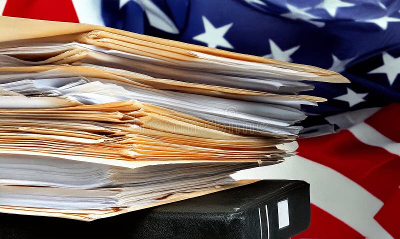 Document Stack with Binder and American Flag Stock Illustration ...