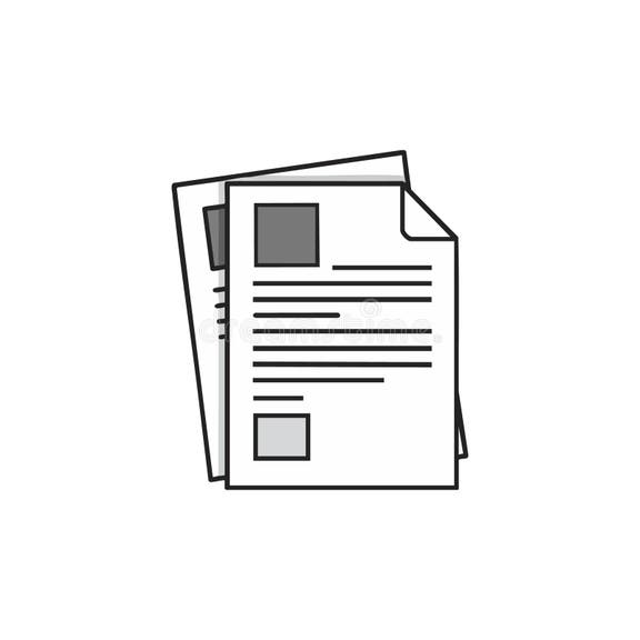 Document Stack Vector Icon with Simple Black and White Line Style for ...