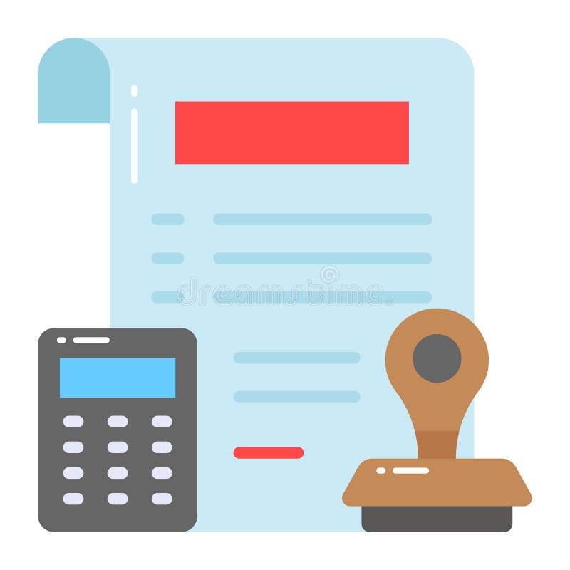 Document with Stamp and Calculator Vector Design of Approval Stock ...
