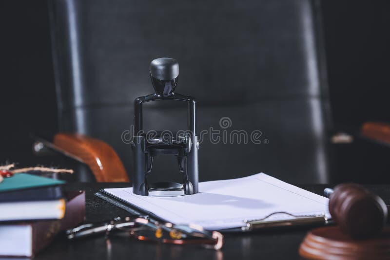 Document and Stamp of Notary Public on Table Stock Image - Image of ...