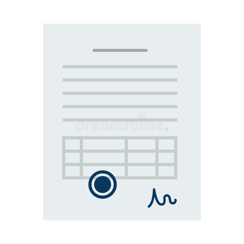 Document with Stamp and Signature Vector Icon Flat Isolated Stock ...