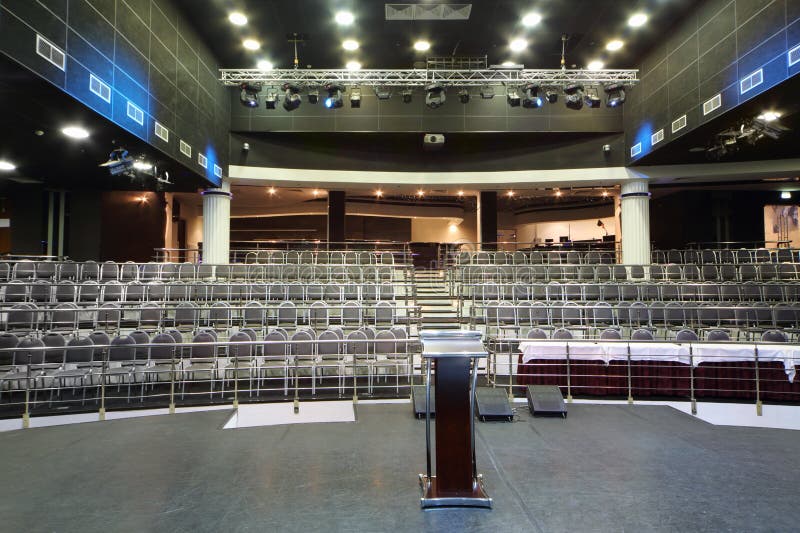 Document Stand and Table on Stage and Rows of Stock Image - Image of ...