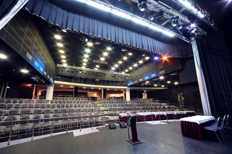 Document Stand and Table on Stage and Rows of Stock Photo - Image of ...