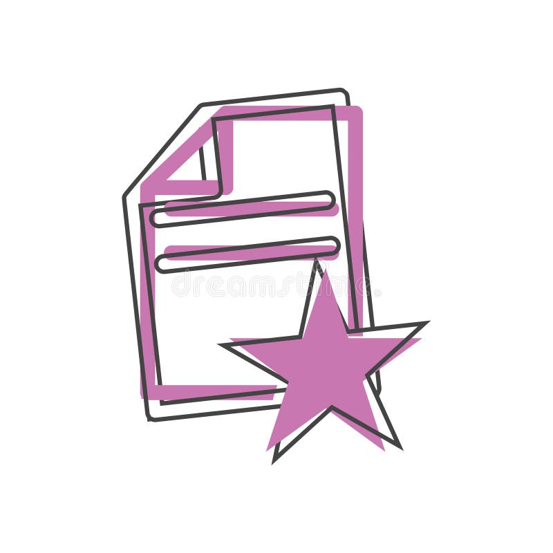 Document with Star Icon on Cartoon Style on Cartoon Style on White ...