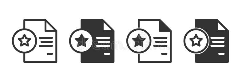Document with Star Icons in Four Different Versions in a Flat Design ...