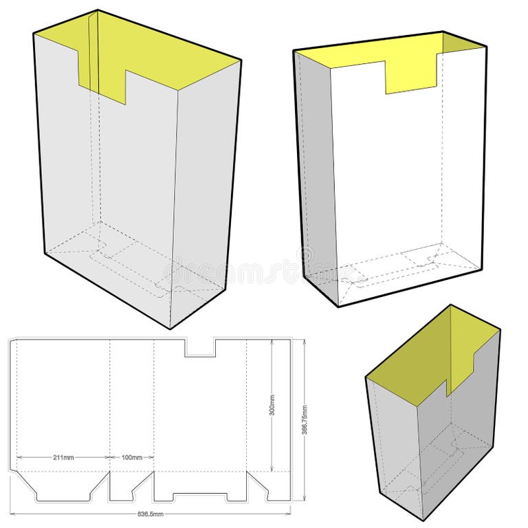 Document Storage Box and Die Cut Template. Stock Vector - Illustration ...