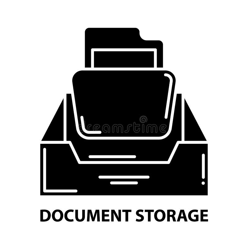 Document Storage Icon, Black Vector Sign with Editable Strokes, Concept ...