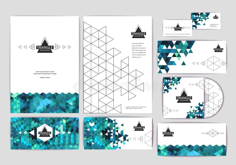 Document Template with Triangle Geometric Background Stock Vector ...
