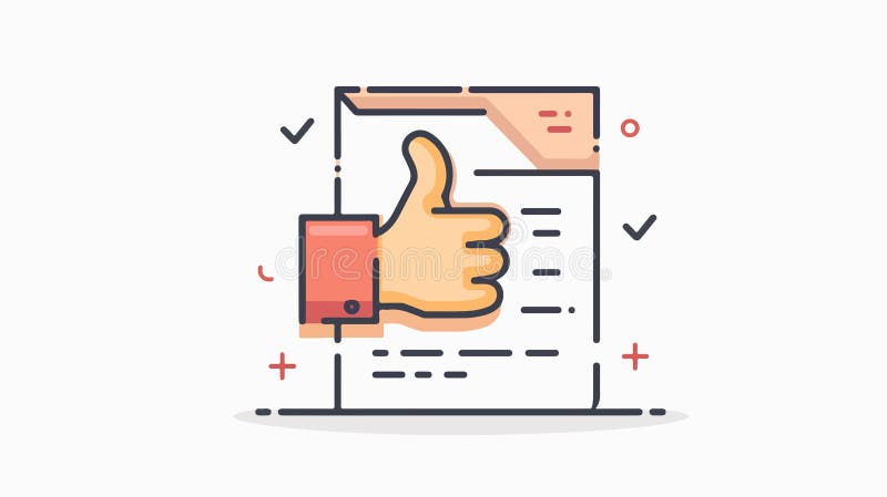 Professional Business Document Approval with Thumb Up Hand Outline Icon ...