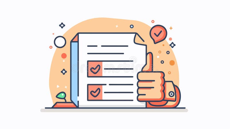 Professional Business Document Approval with Thumb Up Hand Outline Icon ...