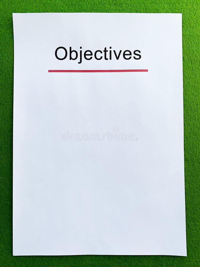 Document with Title Objective on Green Background, Top View. Stock ...