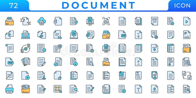 Document Trendy Icon Collection. Containing Contract Papers, Folder ...