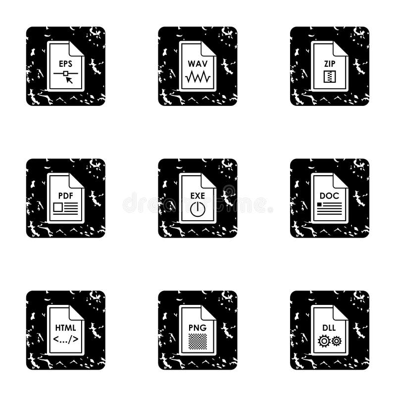 Document Types Icons Set, Outline Style Stock Vector - Illustration of ...