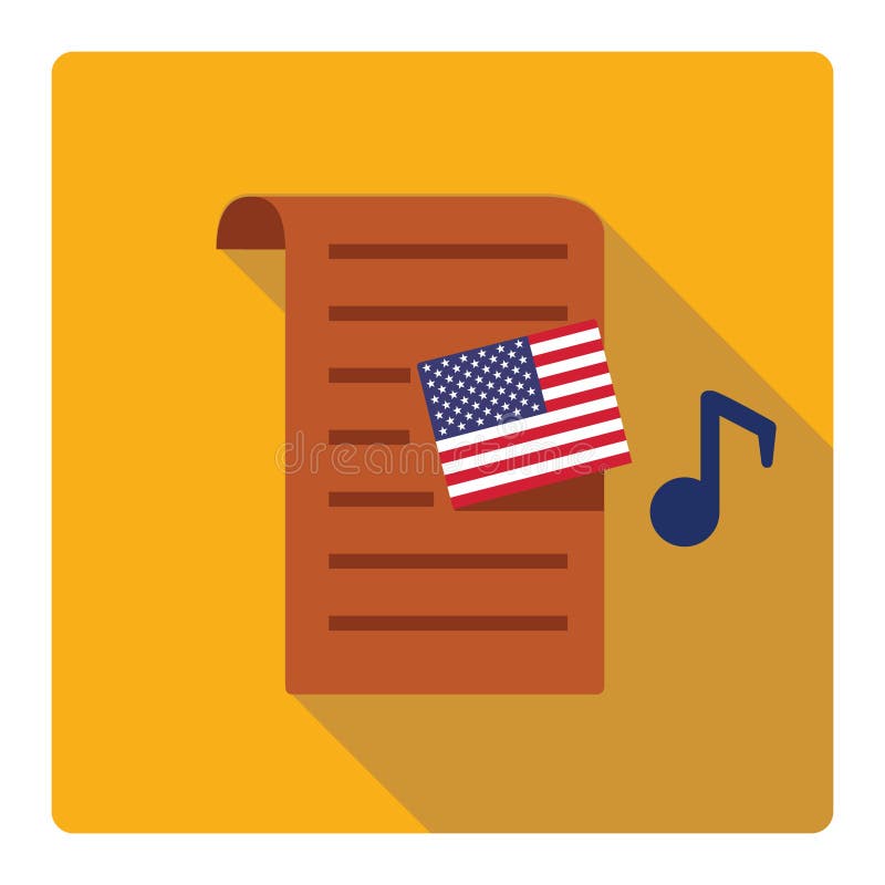 Document with US Flag and Musical Note. Vector Illustration Decorative ...