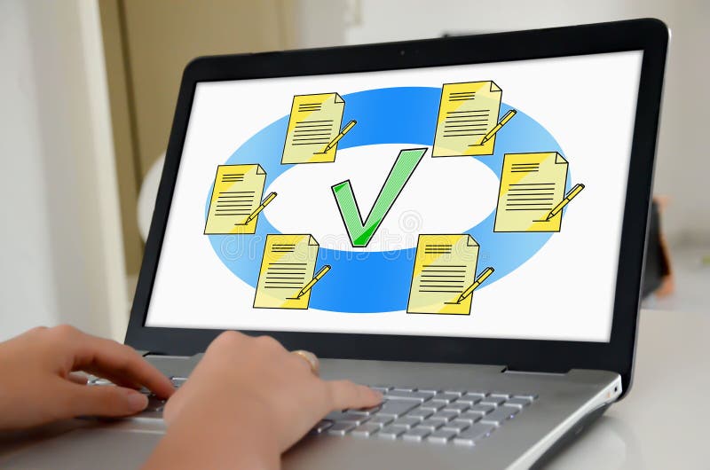 Document Validation Concept on a Laptop Screen Stock Image - Image of ...