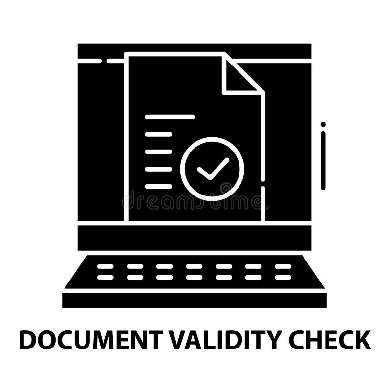 Document Validity Check Icon, Black Vector Sign with Editable Strokes ...