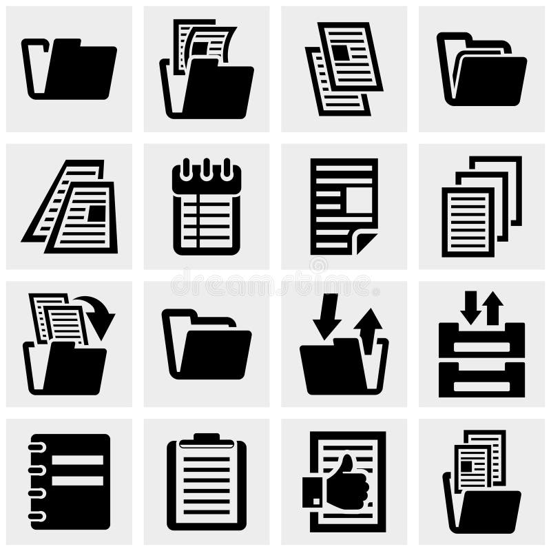 Document Vector Icons Set on Gray. Stock Vector - Illustration of ...