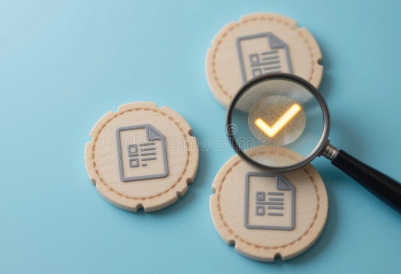 Document Verification with Magnifying Glass Inspecting Checklist on ...