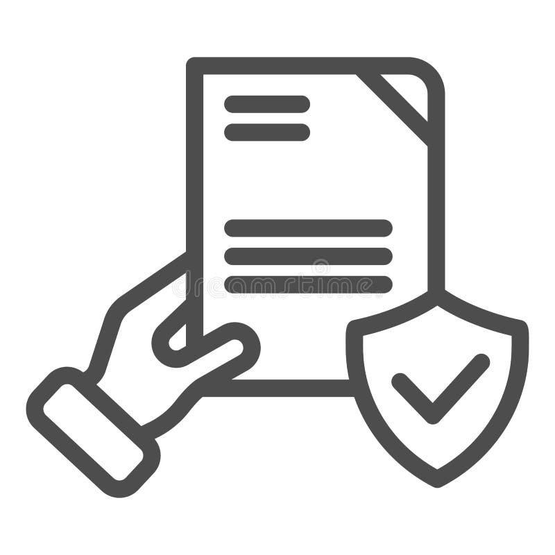 Document Verified in Hand Line Icon. Checked Agreement Vector ...