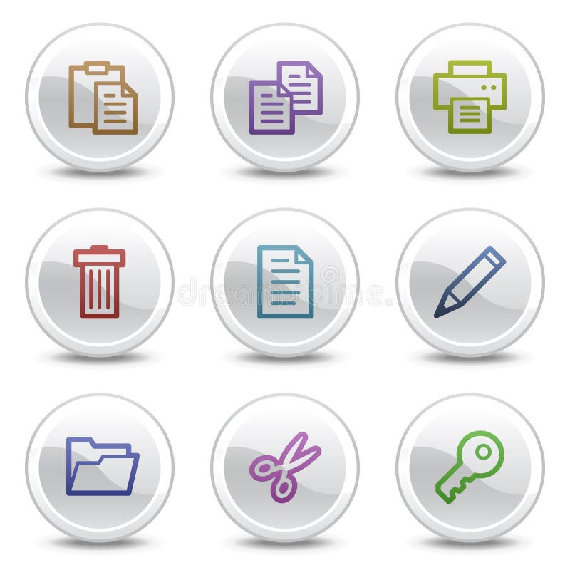 Document Web Colour Icons, White Circle Buttons Stock Vector ...