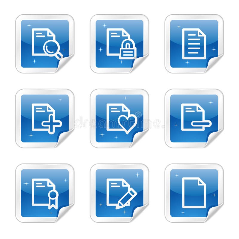 Document Web Icons, Blue Glossy Sticker Series Stock Vector ...