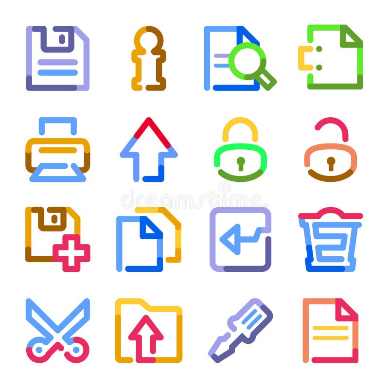 Colourful File Server Icons Stock Vector - Illustration of open, center ...