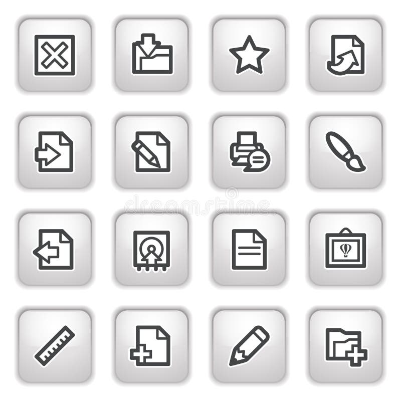Basic Web Icons on Gray Buttons. Stock Vector - Illustration of disk ...