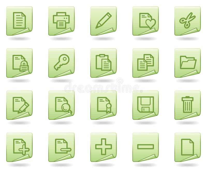 Document Web Icons, Green Document Series Stock Vector - Illustration ...