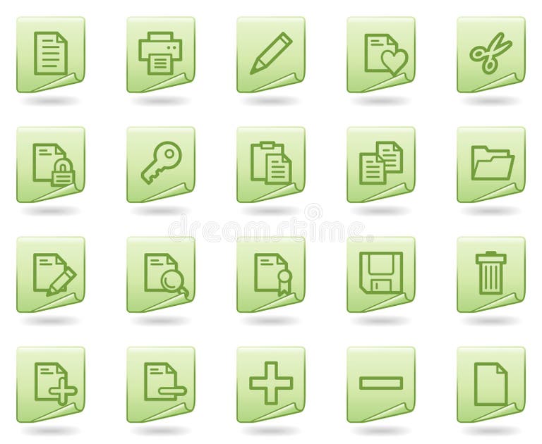 Document Web Icons, Green Document Series Stock Vector - Illustration ...