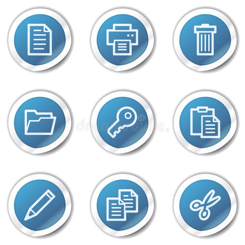 Document Web Icons Set 1, Blue Sticker Series Stock Vector ...