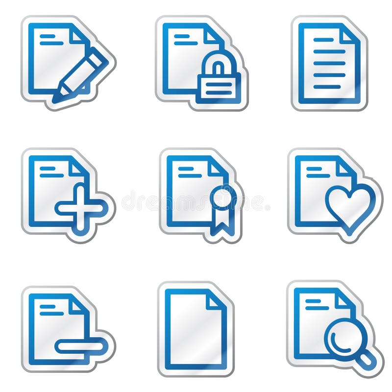 Internet Web Icons, Blue Contour Sticker Series Stock Vector ...