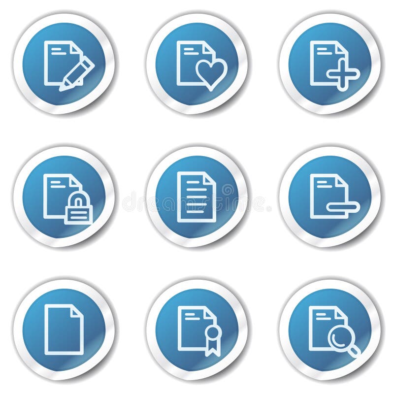 Document Web Icons Set 2, Blue Sticker Series Stock Vector ...