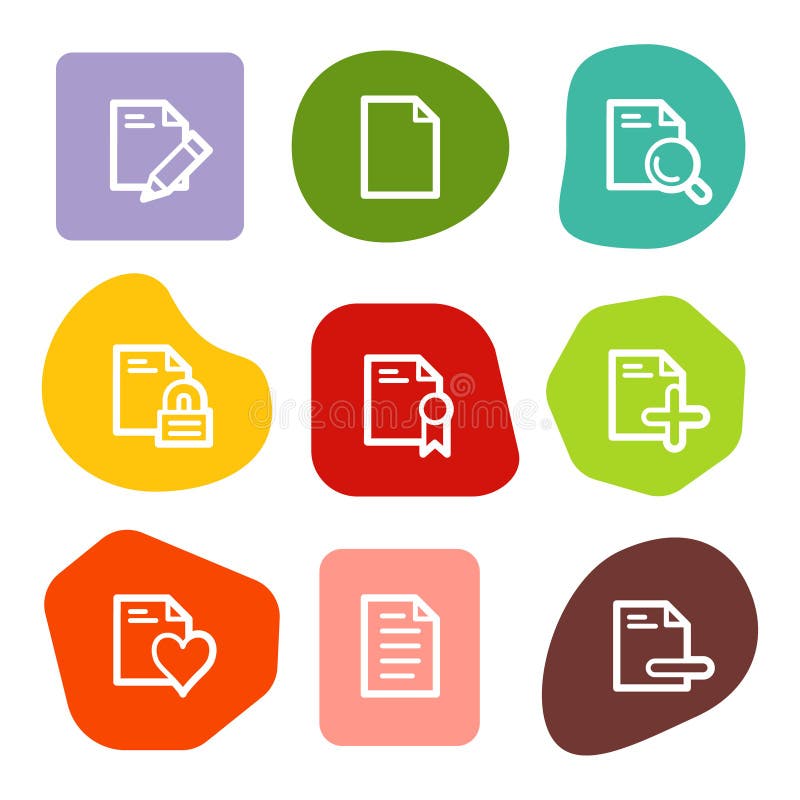 Document Web Icons Set 2, Colour Spots Series Stock Vector ...